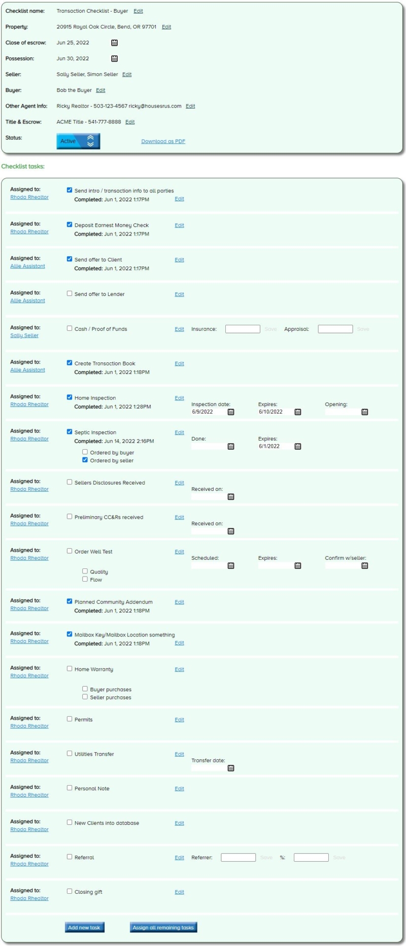 New Feature: Transaction Checklists - Realty Remotely